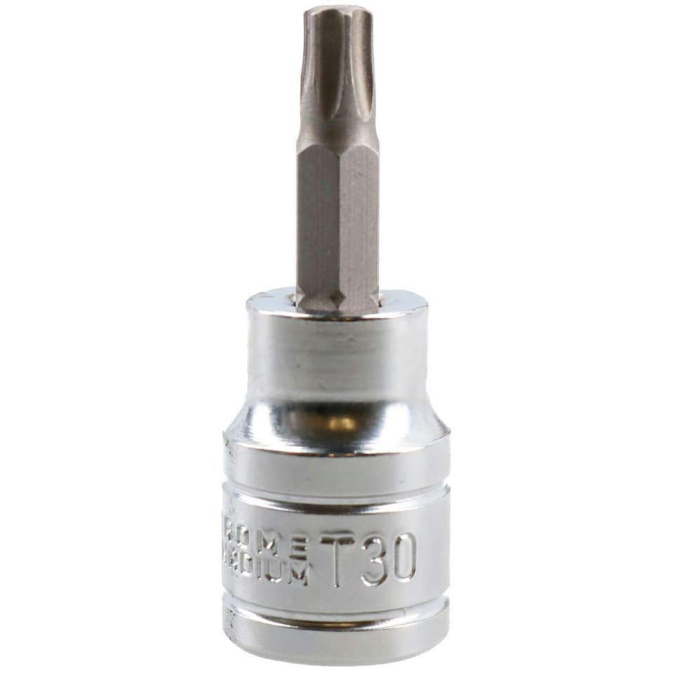 T30 Male Torx Bit Star Socket 3/8" Drive Standard Internal Chrome ...