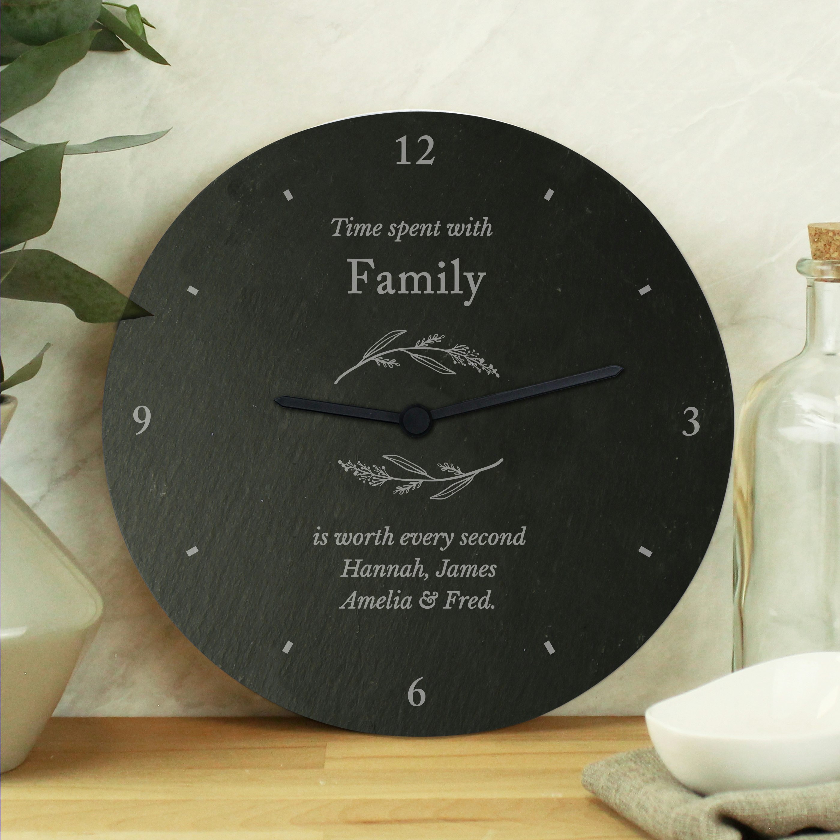 Personalised Free Text Botanical Slate Clock - Tesco Groceries