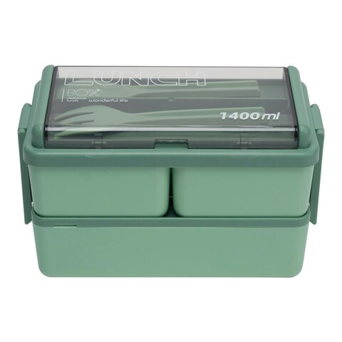 Living and Home Dual-Layer Plastic Bento Lunch Box with Cutlery - Tesco ...