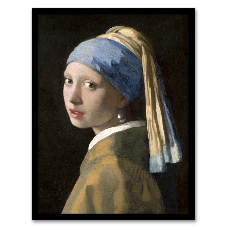 Girl with a Pearl Earring Vermeer Vintage Framed Wall Art Print 12X16 ...