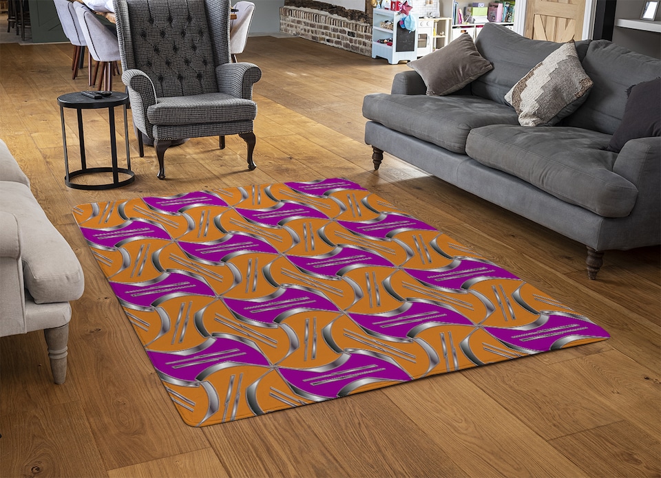 Geo Metalic Shapes Rug | Multi - Tesco Groceries