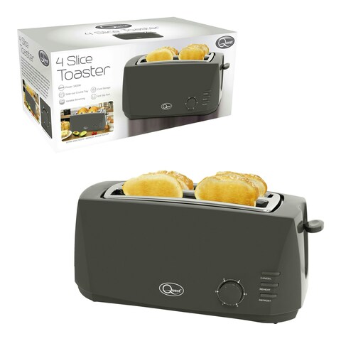 Quest 4 Slice Toaster With Wide Slots - Grey - Tesco Groceries