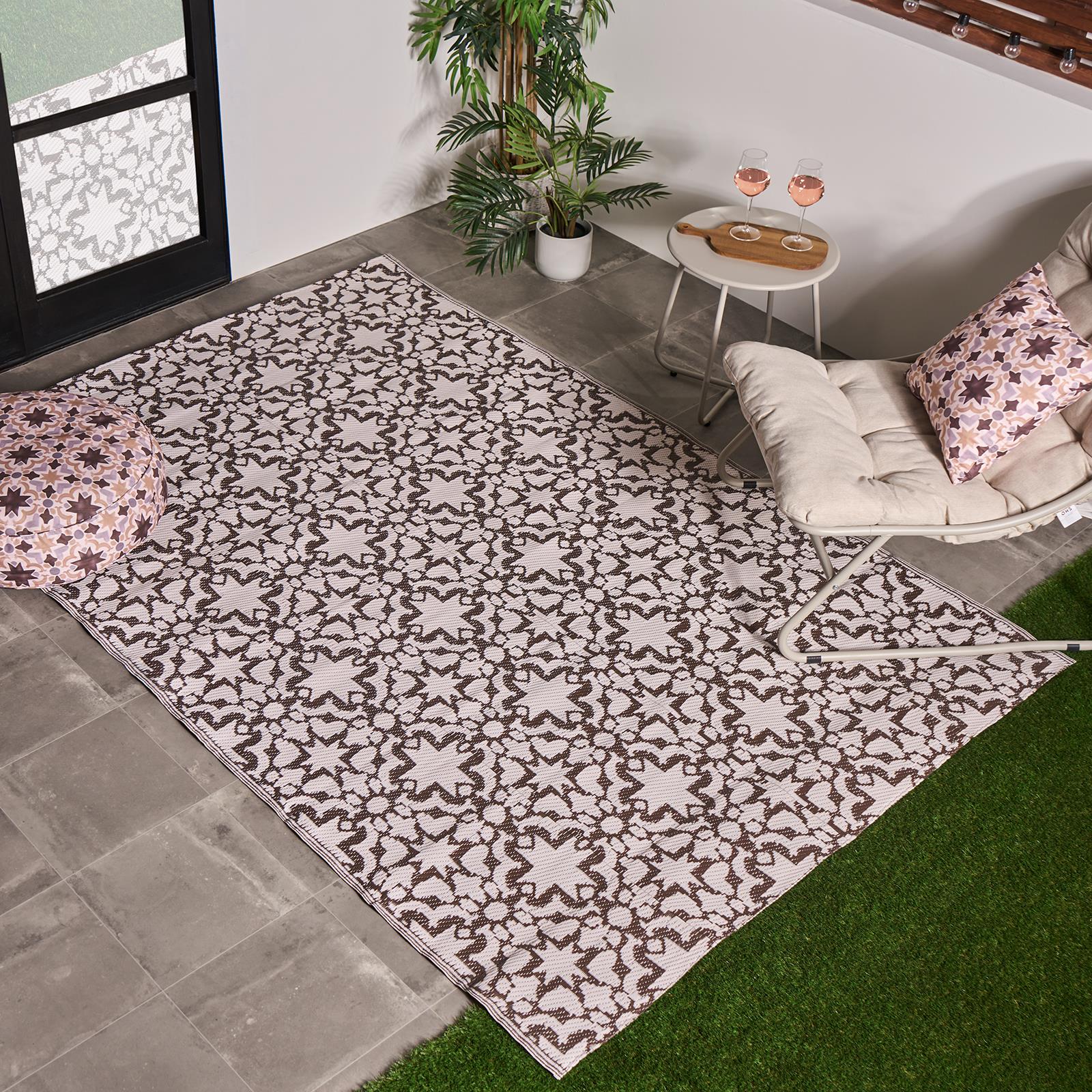 OHS Tiles Print Reversible Outdoor Garden Rug Waterproof Area Floor Mat ...