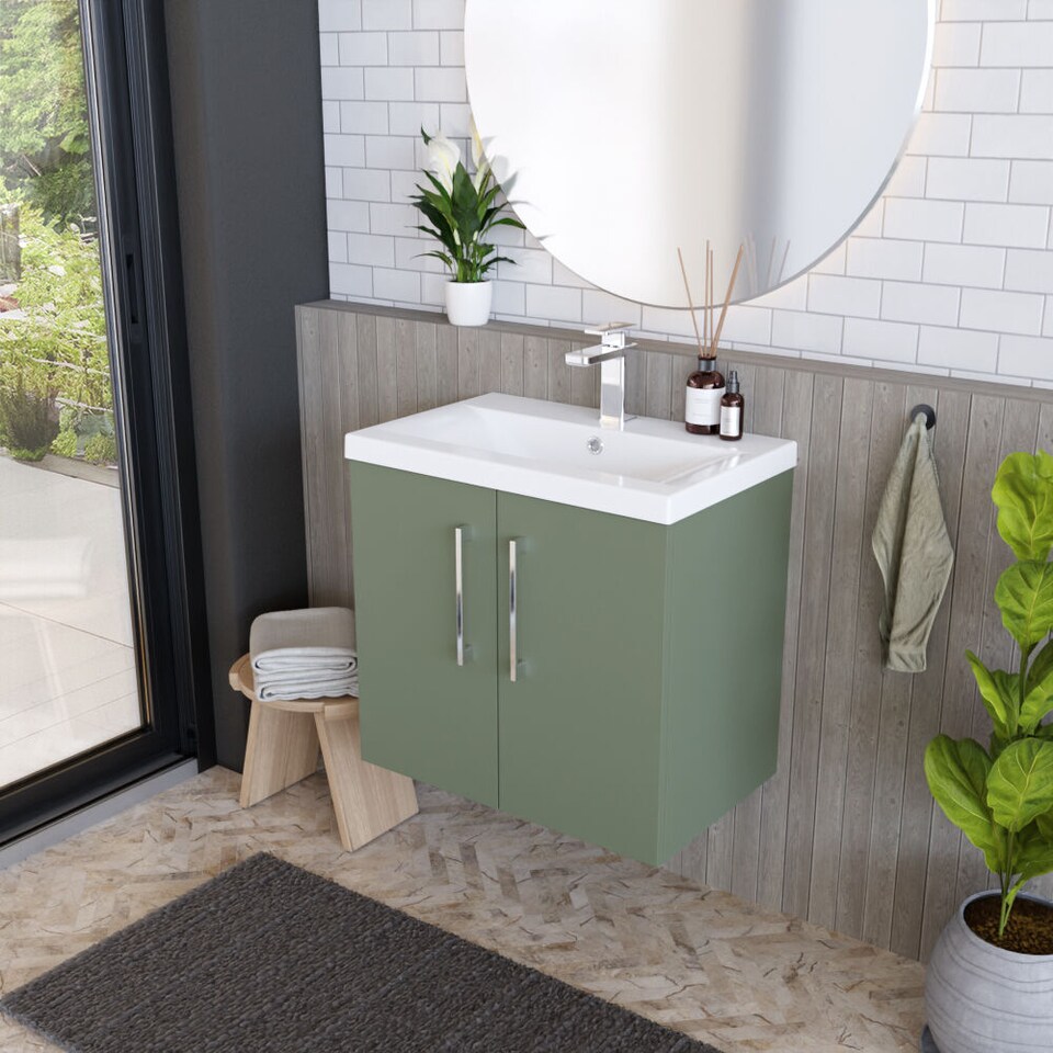 Balterley Contemporary Bathroom Wall Hung 2 Soft-Close Door Vanity Unit ...