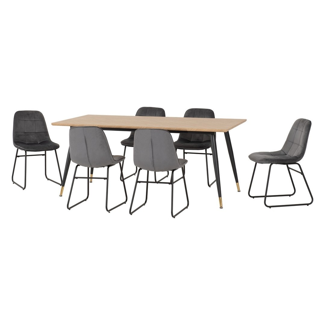 Hamilton & Lukas Large Indoor Dining Set - Medium Oak Effect - Grey ...
