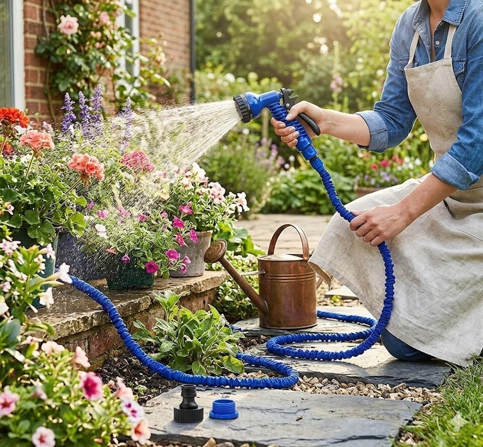 Expandable Garden Hose Pipe 50FT / 100FT with 7 Function Spray Gun ...