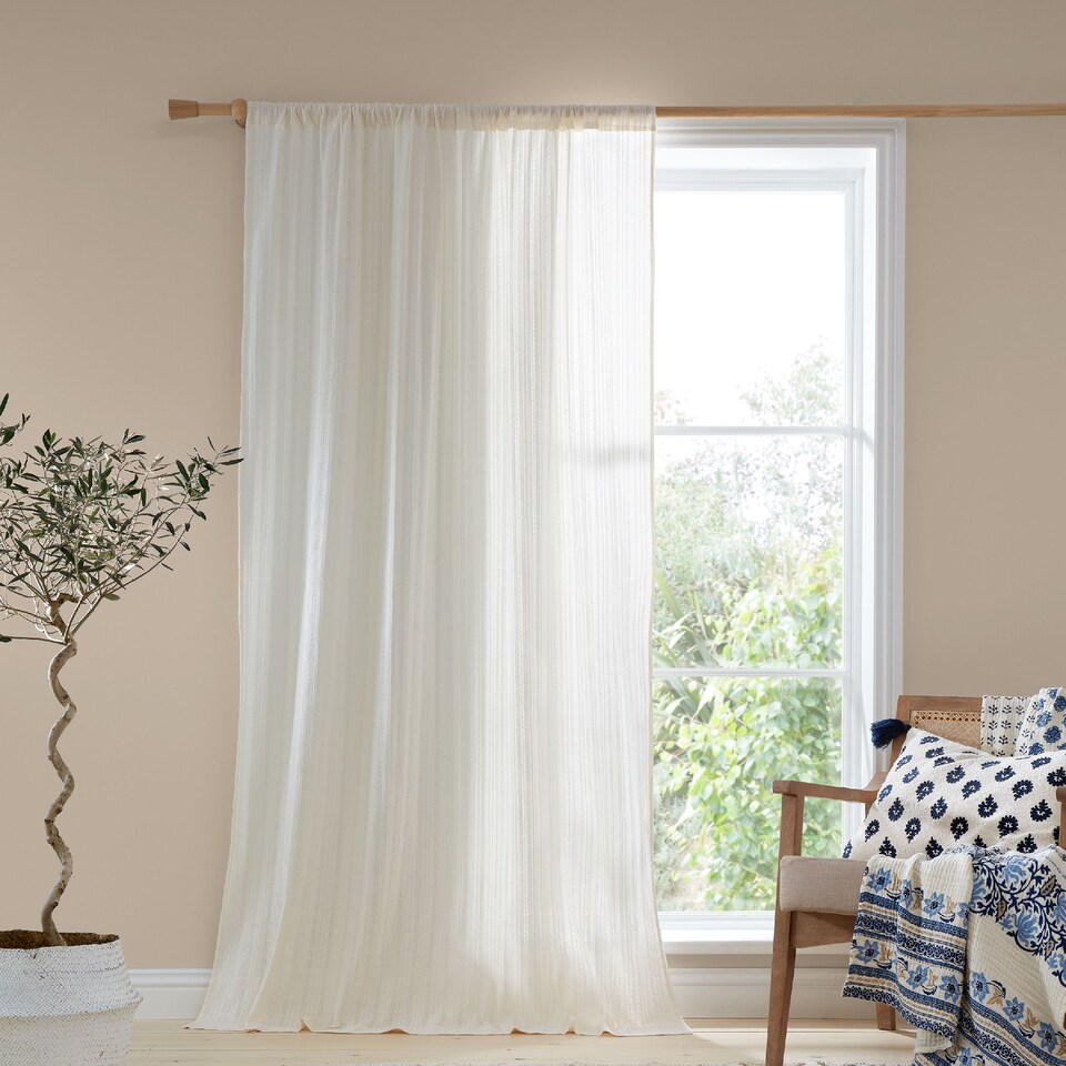 Pineapple Elephant Zofia Broderie Cotton Anglaise Tab Top Voile Curtain ...