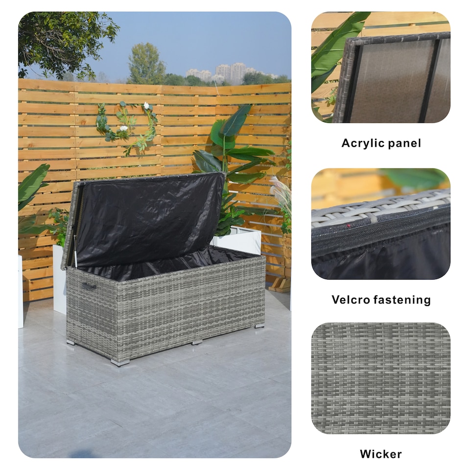 Direct Wicker 980L Aluminum Outdoor Rattan Storage Box, Garden Large ...