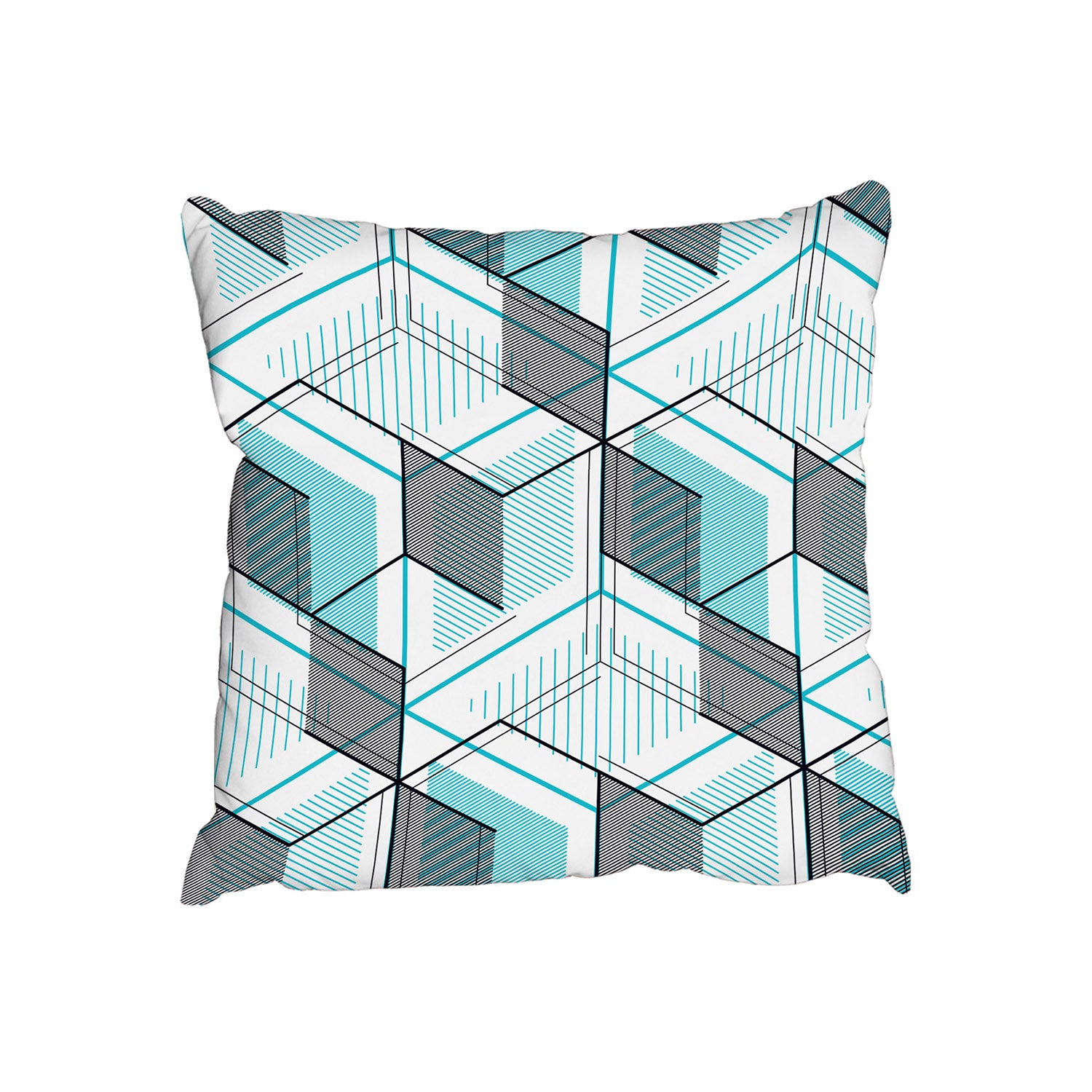 Cushions - Blue Geometric Hexagons (Cushion) | Multi - Tesco Groceries