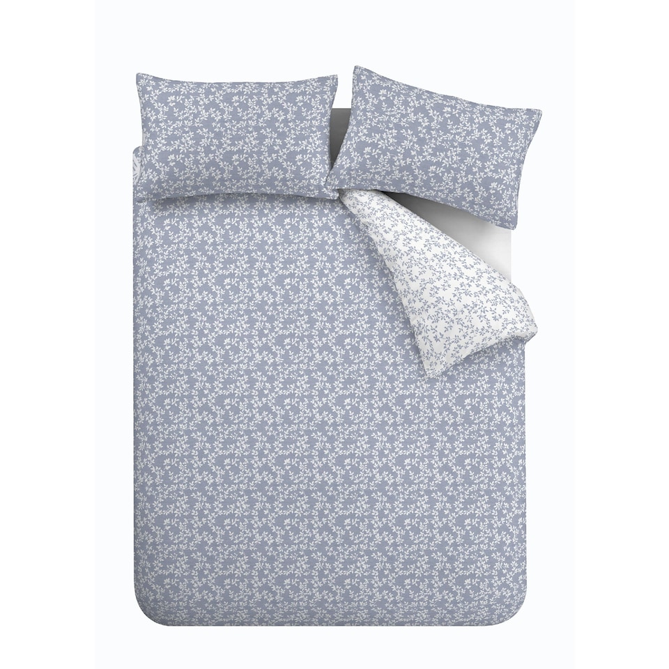 Shadow Leaves 200 Thread Count Cotton Reversible Duvet Cover Set | Blue ...