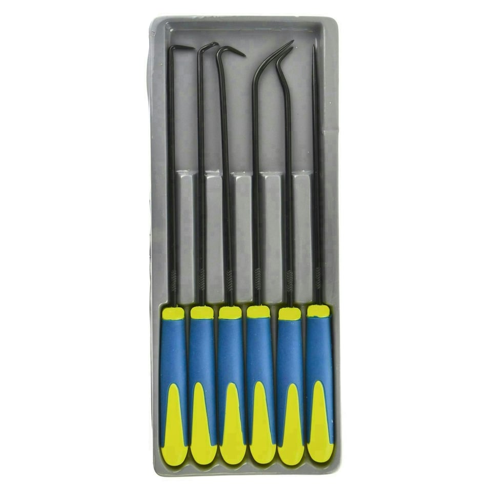 6pc Long Reach Pick & Hook Set Soft Grip O Ring Seal Gasket Clock ...