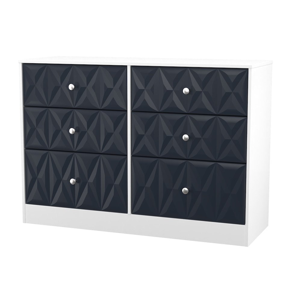 Memphis 6 Drawer Wide Chest of Drawers in Indigo Matt & White Matt ...