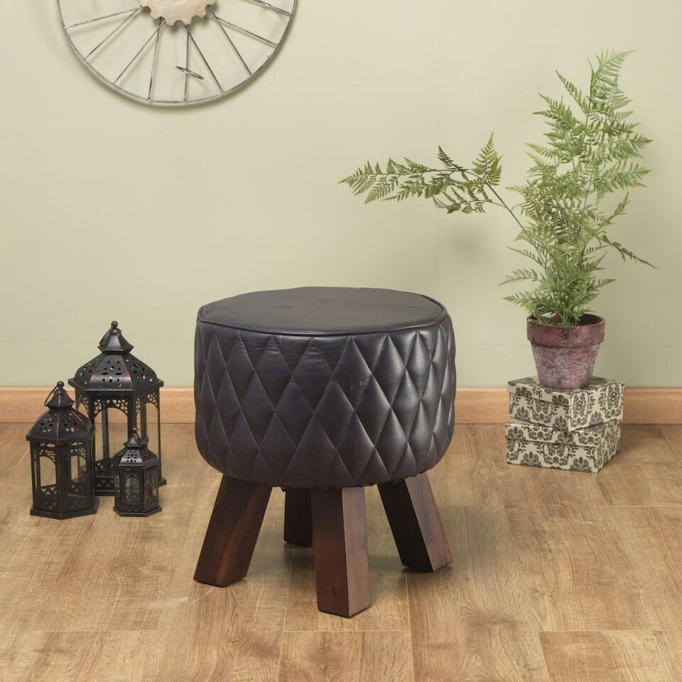Artisan Bug Stool Grey Diamond Genuine Leather Grey - Tesco Groceries