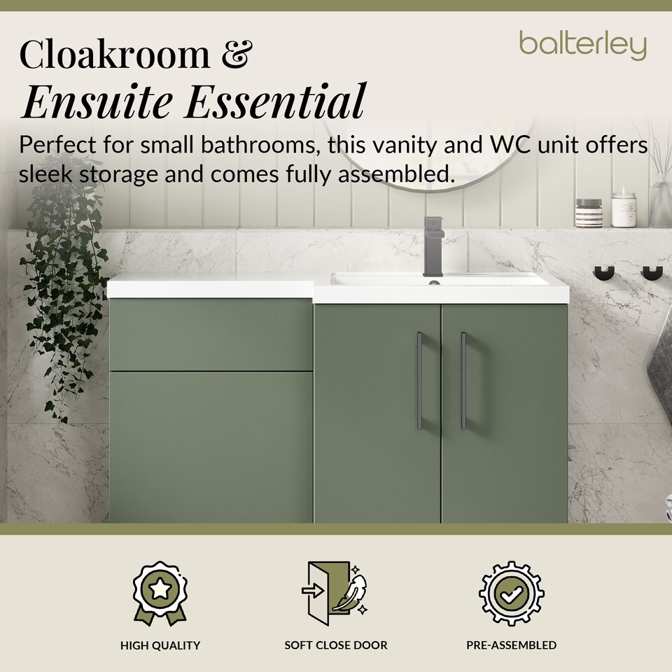 Balterley Right-Hand Bathroom Vanity and WC Unit Combination with Basin ...