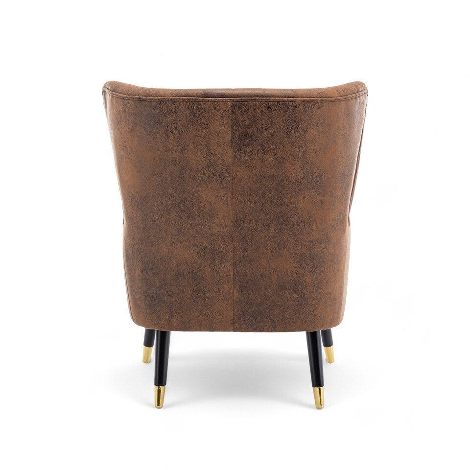 Faux Leather Suede Brown Camila Accent Chair with Footstool - Tesco ...