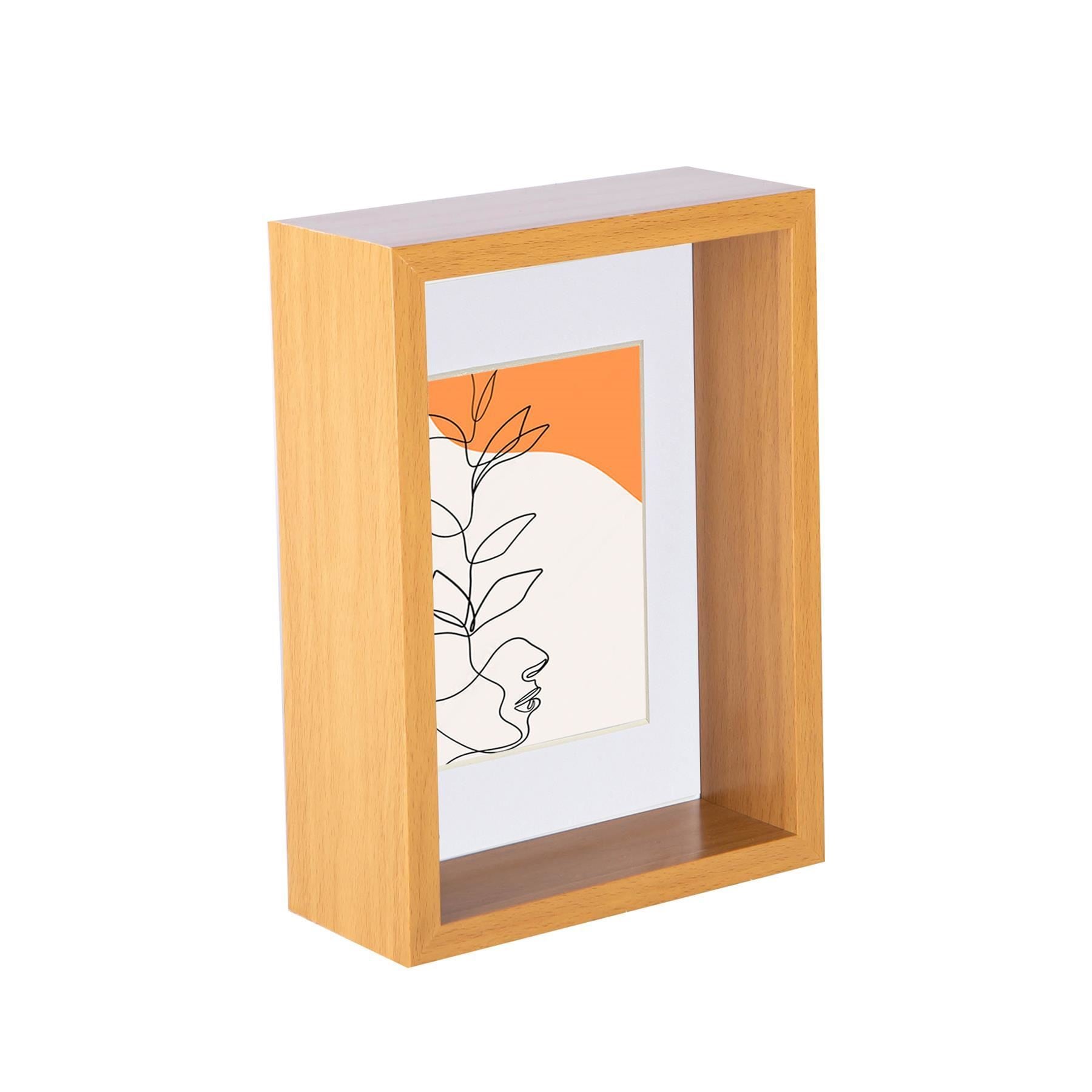 Nicola Spring 5 x 7" Deep Photo Frame - Light Wood/White Mount - 3D ...