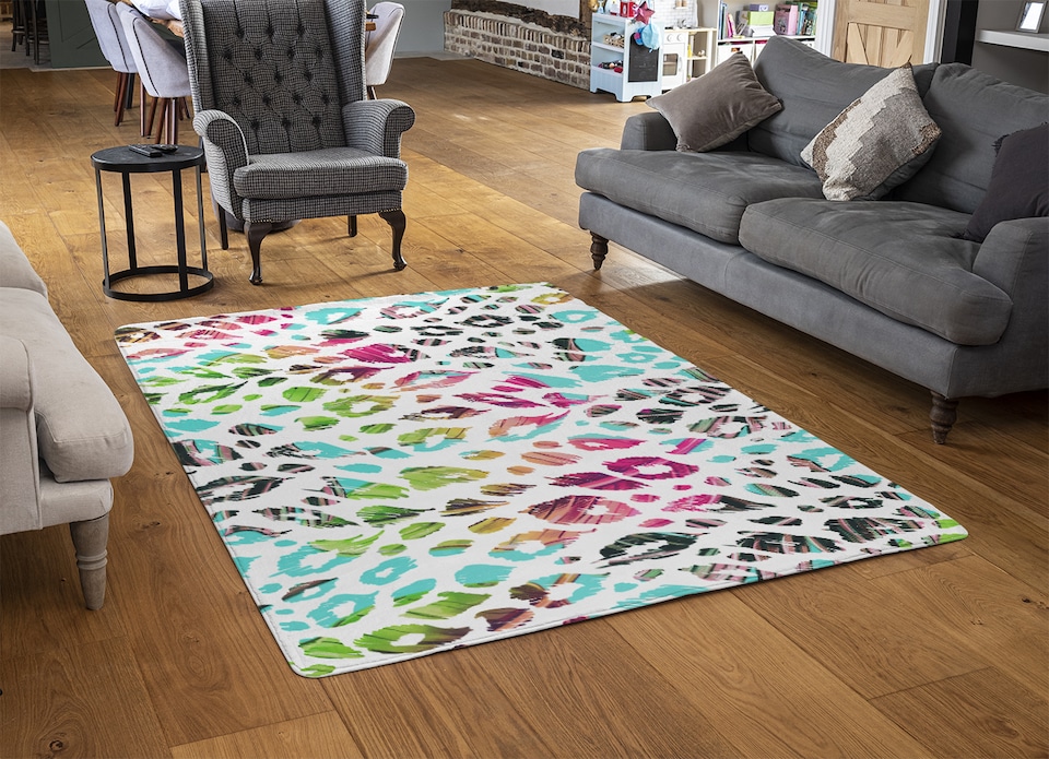 Multi Coloured Leopard Spots Rug | Multi - Tesco Groceries