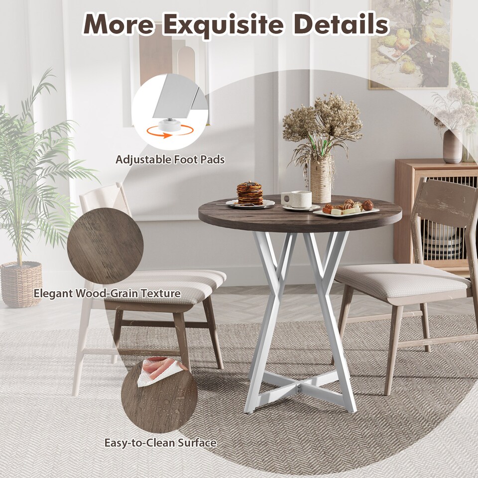 COSTWAY 80cm Round Dining Table Wooden Kitchen Table-Natural - Tesco ...