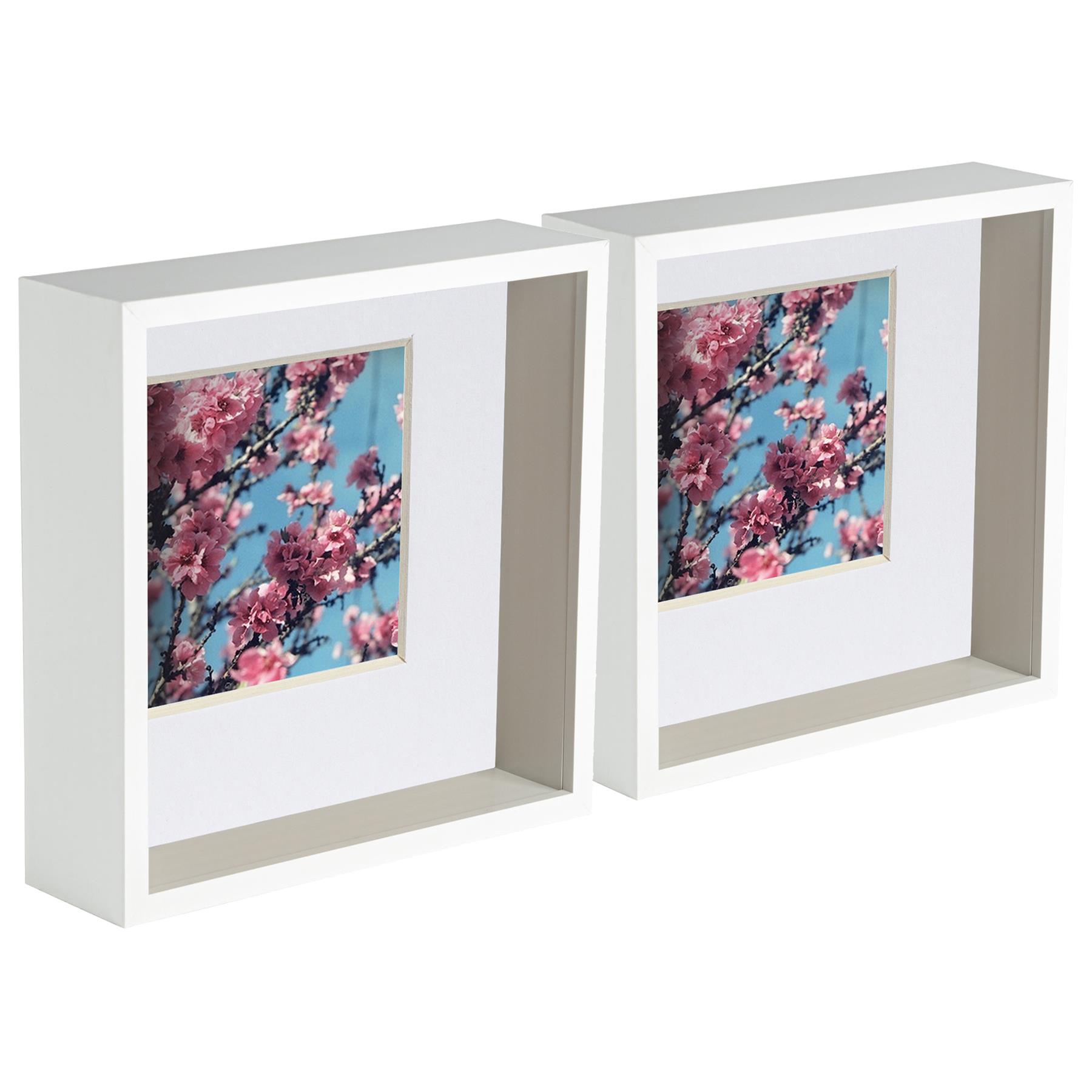 Nicola Spring 8 x 8" Deep Photo Frames - White/White Mount - 3D Deep ...