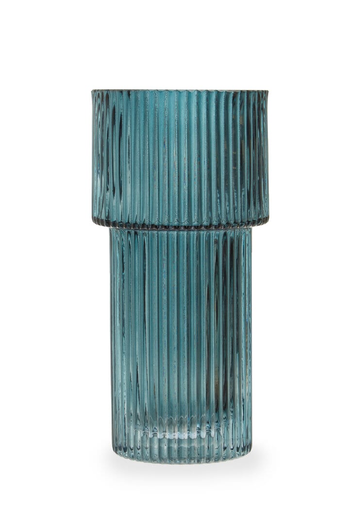 Esma Small Ribbed Blue Glass Vase - Tesco Groceries