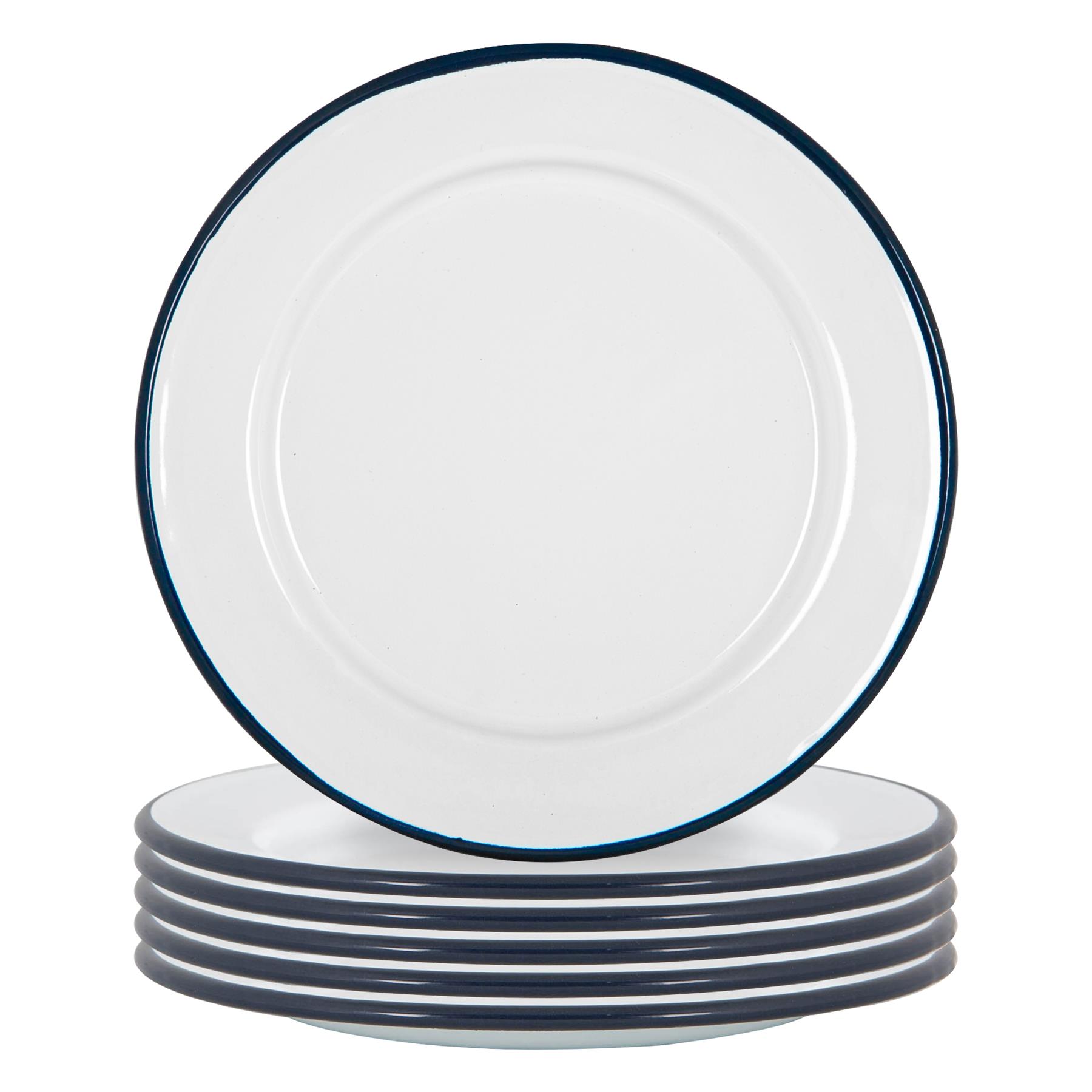 Argon Tableware 20cm Enamel Side Plates - Coloured Rim - Set of 6 ...