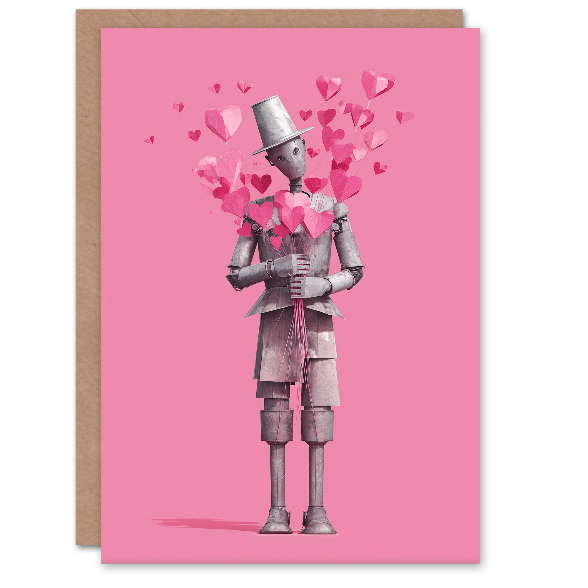 Tinman Holding Love Heart Balloon Bundle Bouquet Valentine's Day Card ...