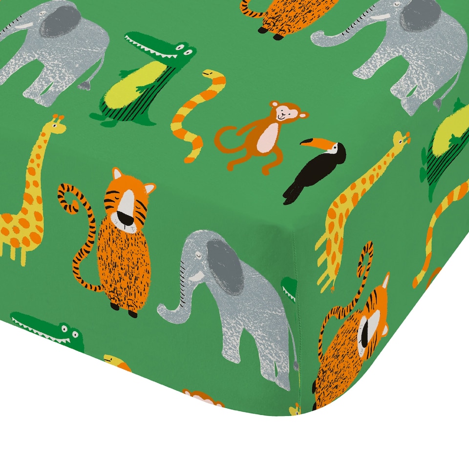 Catherine Lansfield Animal Magic Fitted Sheet | Green | Cot Bed - Tesco ...