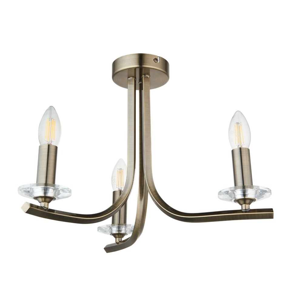 Morden 3 Light Antique Brass Semi Flush Ceiling Light - Tesco Groceries