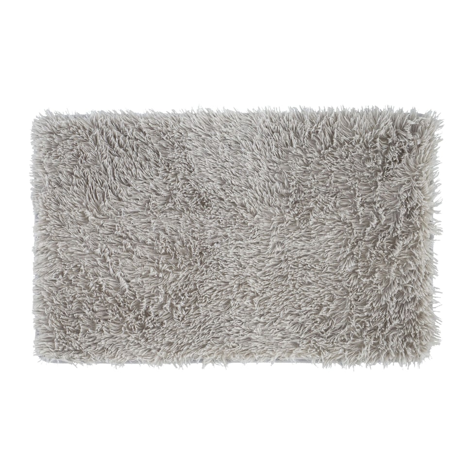Catherine Lansfield Cuddly Deep Pile Faux Fur Bath Mat | Silver ...