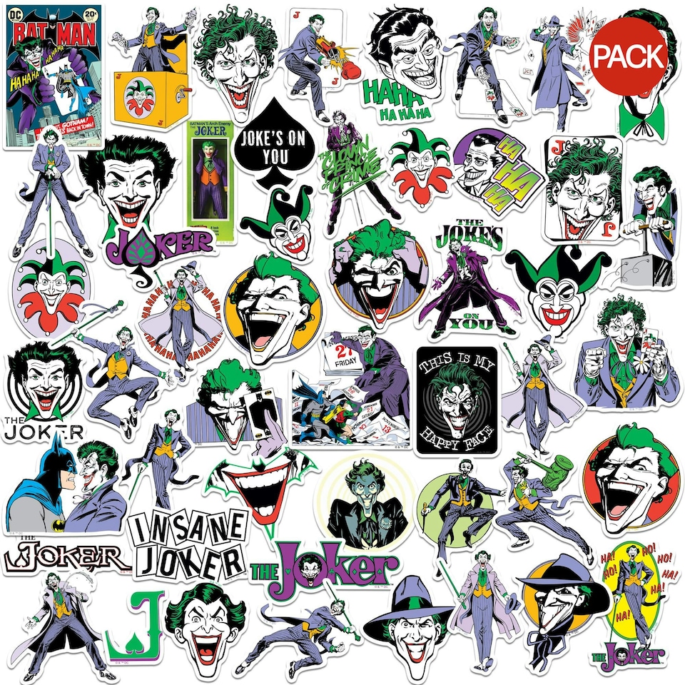 Batman Deluxe Vintage The Joker Stickers (Pack of 50) - Multicoloured ...