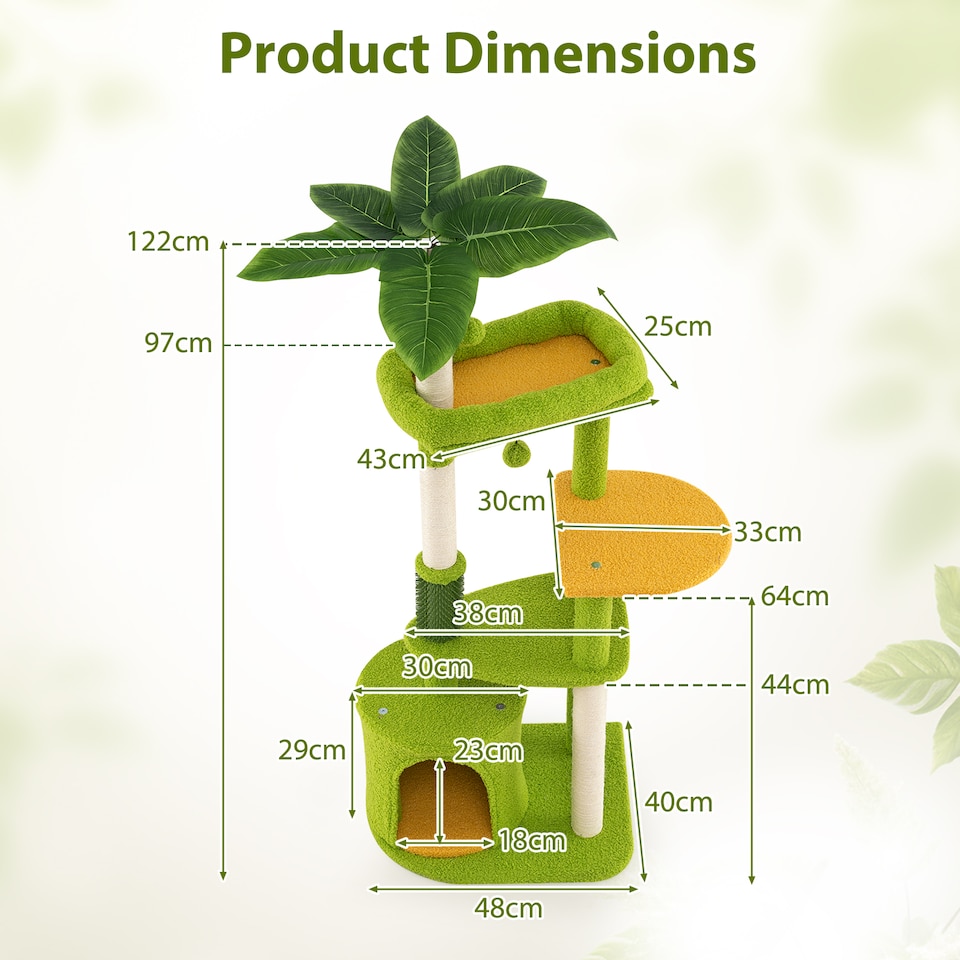 COSTWAY Multi-level Kitty Tower Cute Cat Tree Green - Tesco Groceries