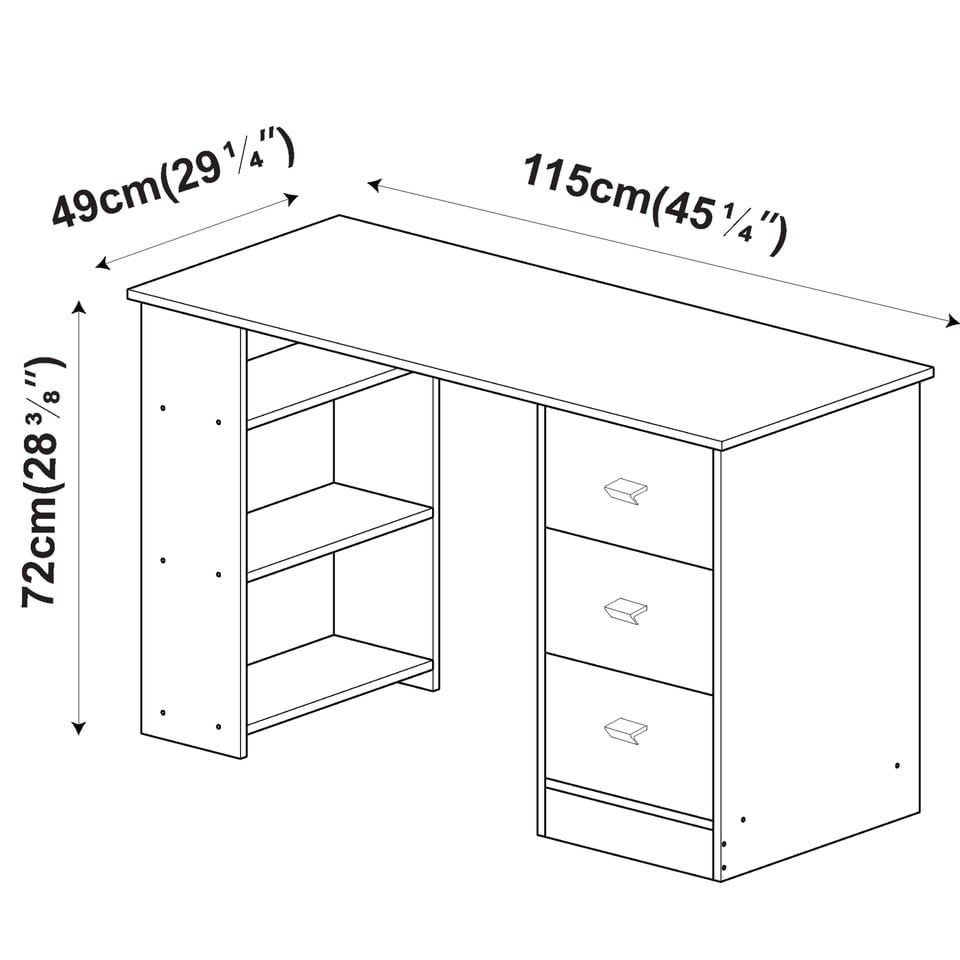 Large Computer Desk Office Makeup Vanity Dressing Table Bedroom Drawers ...