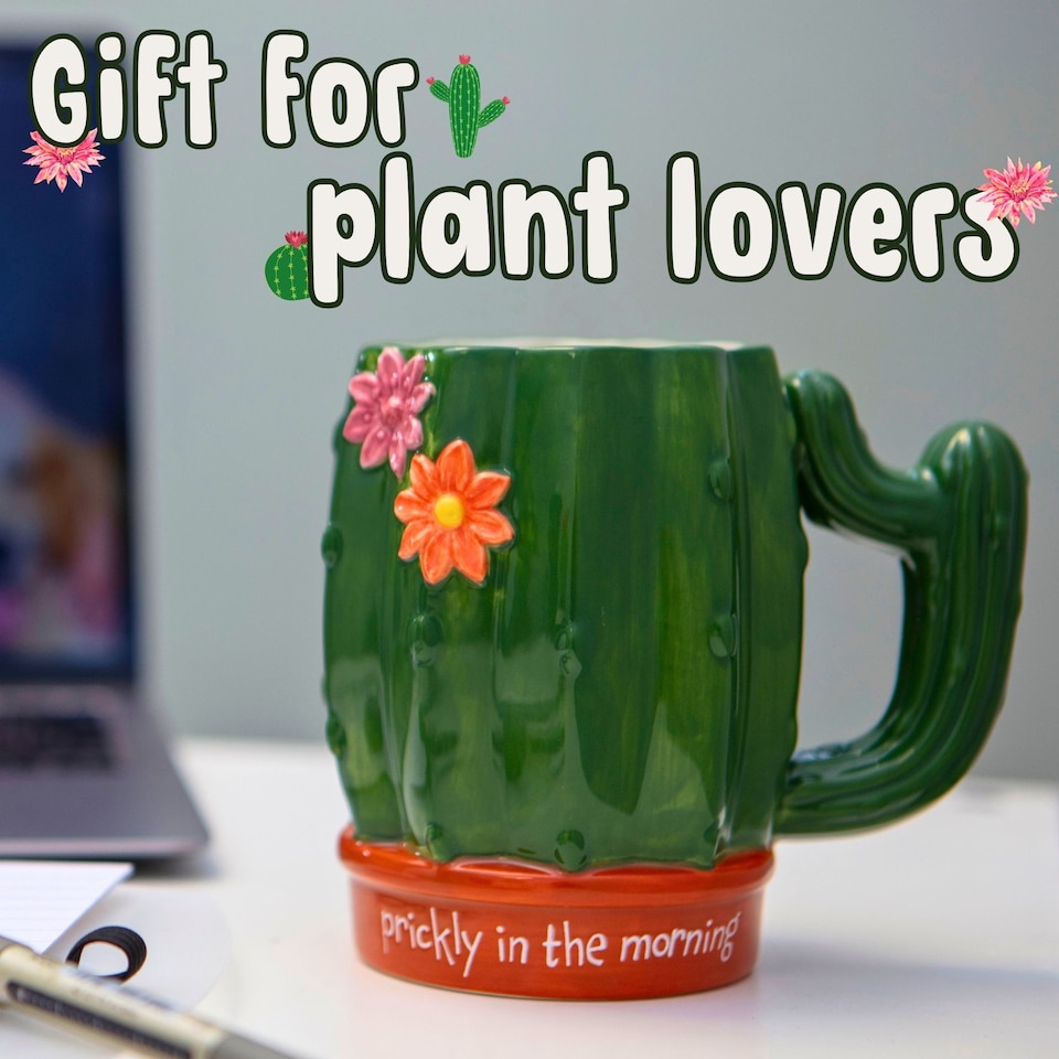 Prickly in the Morning Cactus Mug 18oz - Plant Lovers Gift - Tesco ...