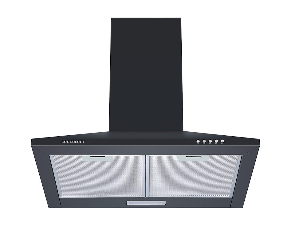 Cookology 60cm Matt Black Chimney Cooker Hood with Extractor Fan ...