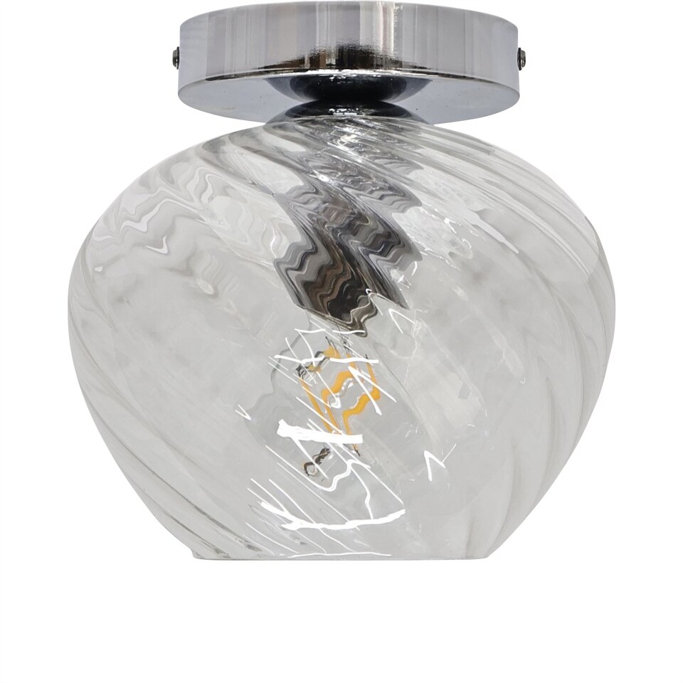 Set of 2 Bradson - Clear Swirl Glass Chrome Ceiling Lights - Tesco ...