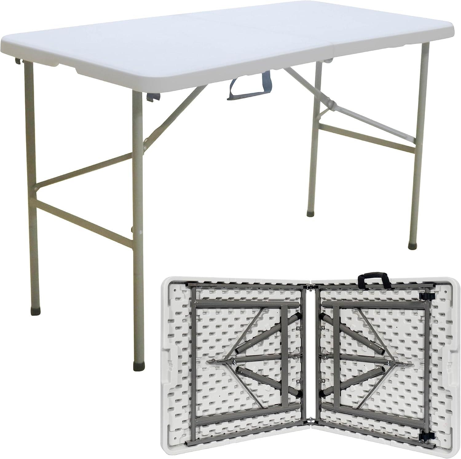 Folding Table 4ft Heavy Duty Plastic Camping Picnic Portable Banquet ...