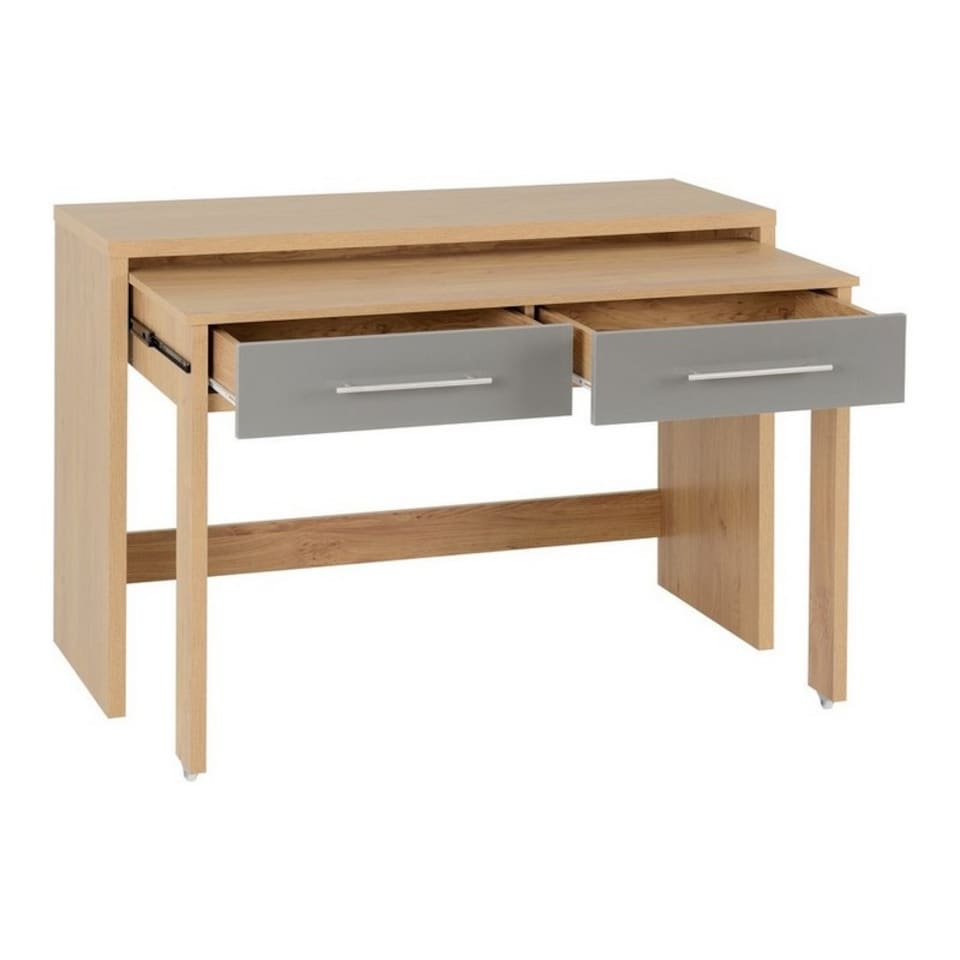 Seville 2 Drawer Slider Desk - L86 x W120 x H83 cm - Grey High Gloss ...
