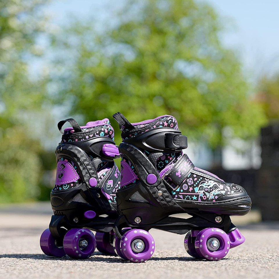 The Magic Toy Shop Purple Adjustable Quad Roller Skates Small UK 11 - 1 ...
