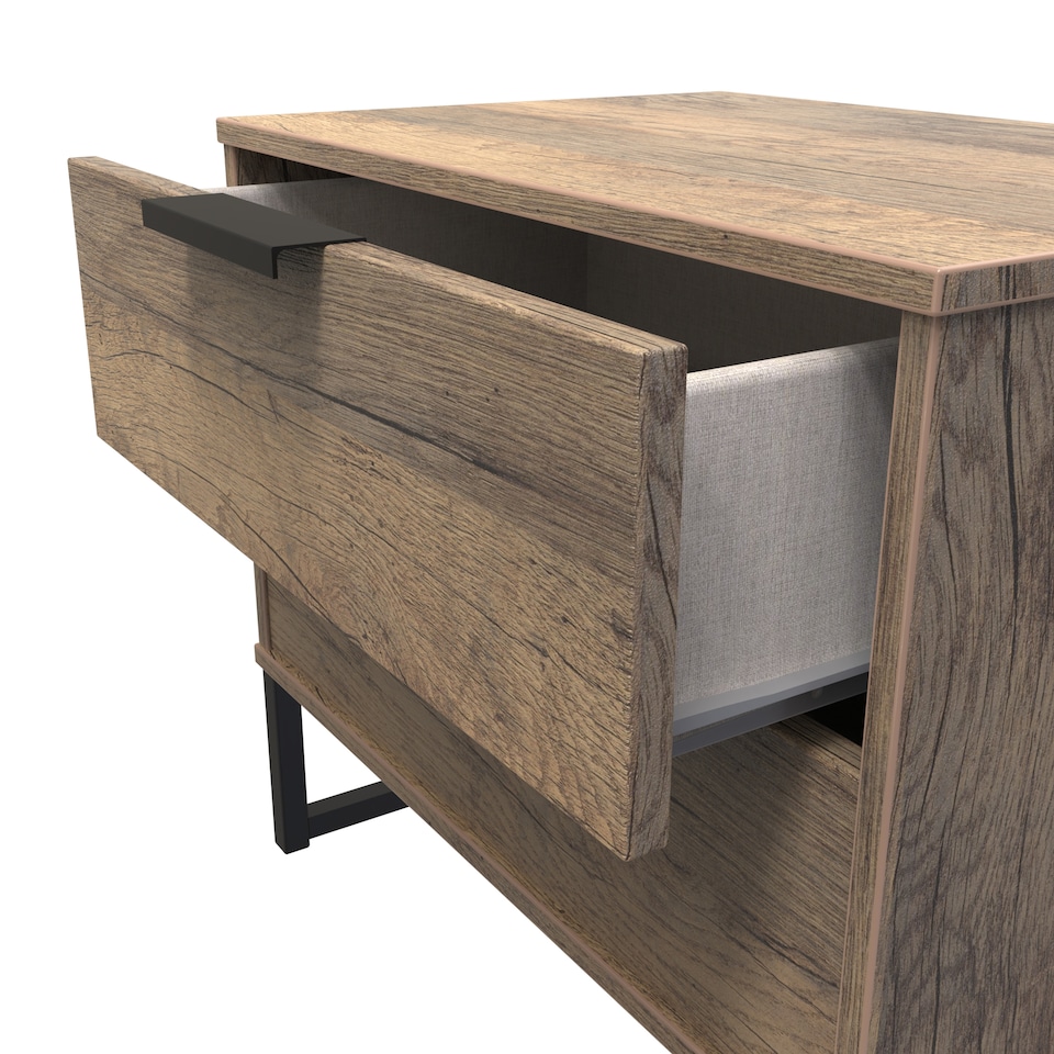 Beijing 2 Drawer Wide Bedside Table in Vintage Oak (Ready Assembled) | Brown | Vintage Oak ...