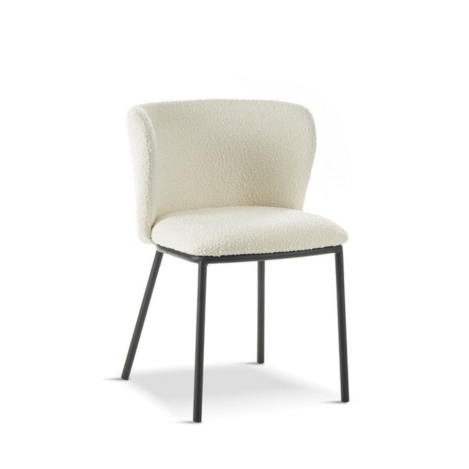 Mandy Boucle Dining Chair (Pack of 2) - L44 x W46 x H75 cm - White ...