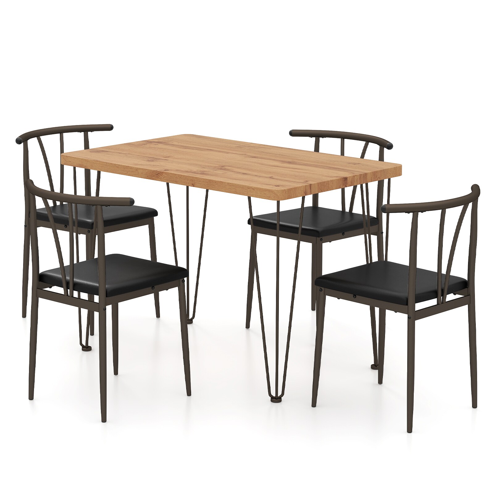 COSTWAY 5-Piece Dining Table Set Industrial Rectangular Kitchen Table ...