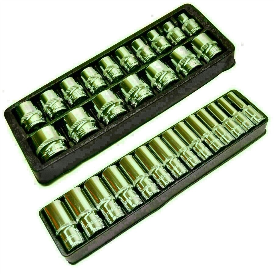 3/8" Drive Shallow And Deep Metric 6 Sided Single Hex Sockets 8mm ...