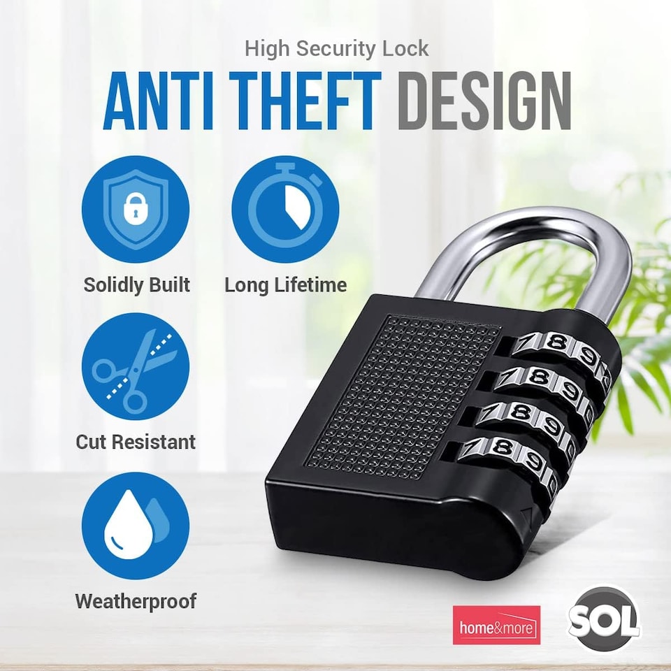 4 Digit Combination Padlock – Heavy Duty Weatherproof Number Lock for ...