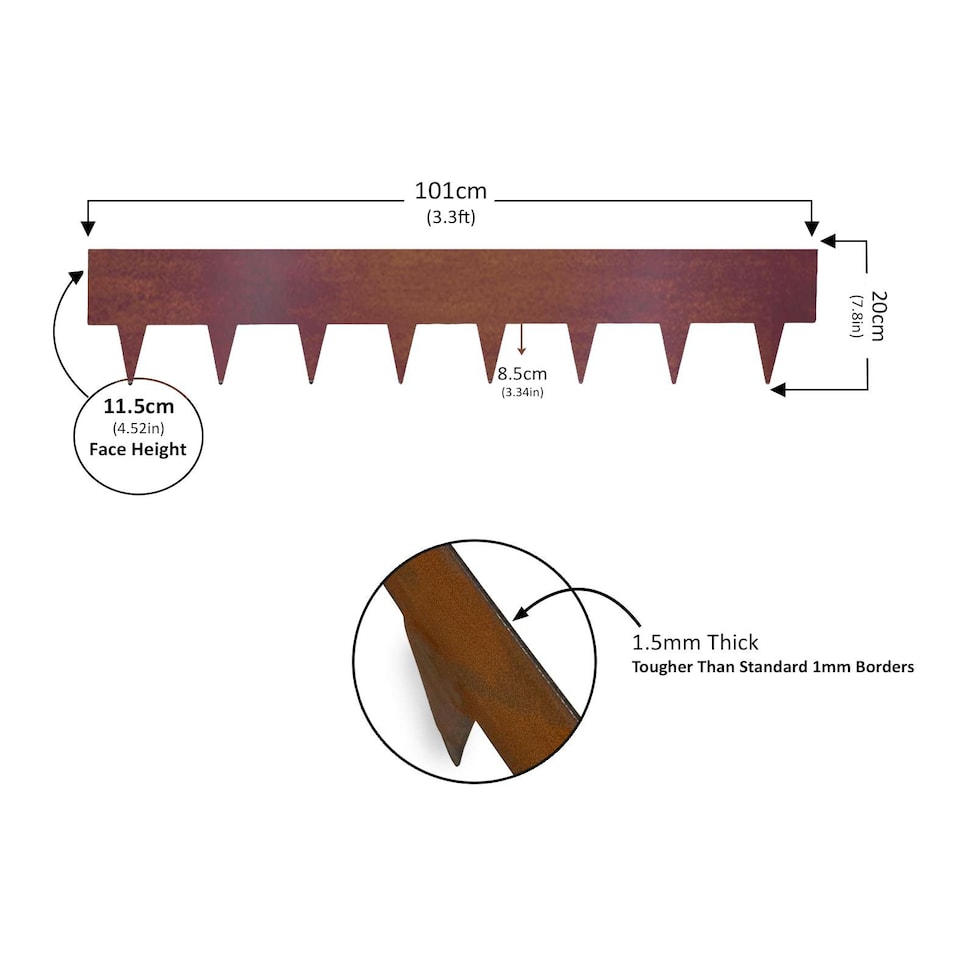 Metal Garden Border Edging 1m Panels 20cm High - Set of 5 with Pegs ...