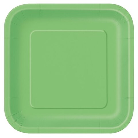 Lime Green Square Paper Plates 22cm - Pack of 14 - Tesco Groceries