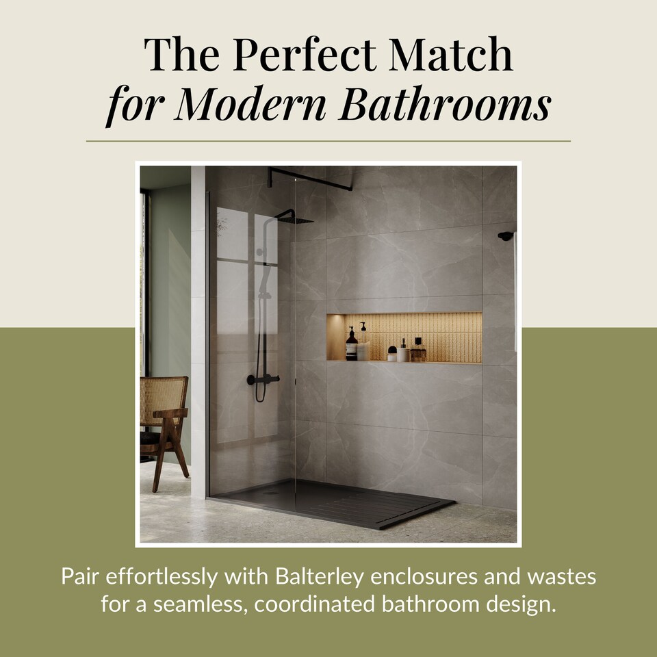 Balterley Premium Walk-In Shower Tray | Grey | Slate Grey | 1 - Tesco ...
