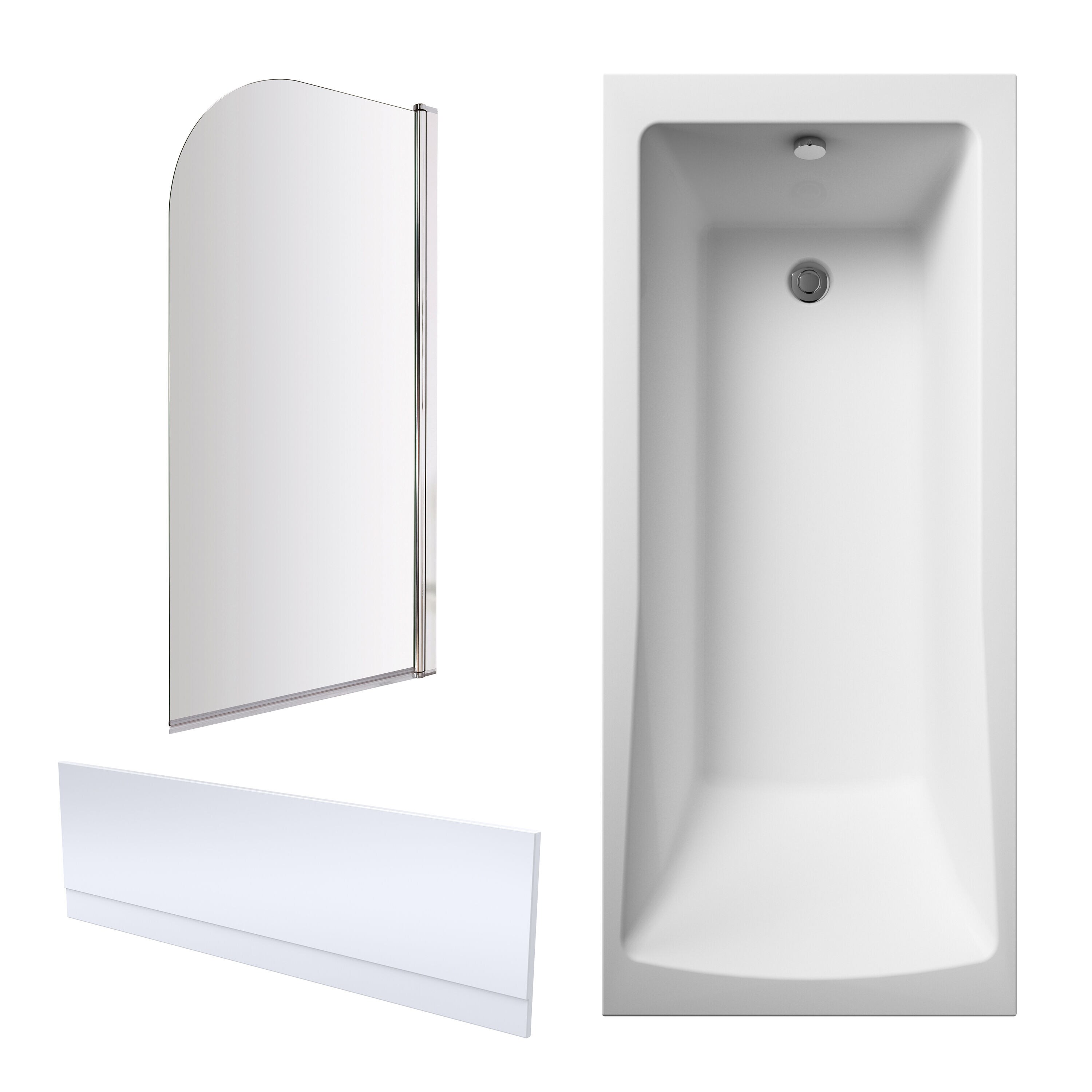 Balterley Square Single Ended Shower Bath Set - Front Panel, Round Bath ...