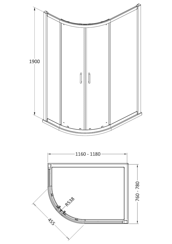 Contemporary 8mm Glass Offset Quadrant Shower Enclosure, 1200 x 800mm ...