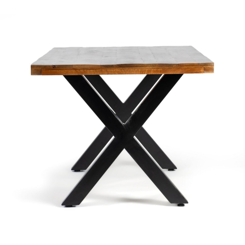 Induse 'X' Leg Dining Table - Mango Wood/Iron - L90 x W180 x H76 cm ...