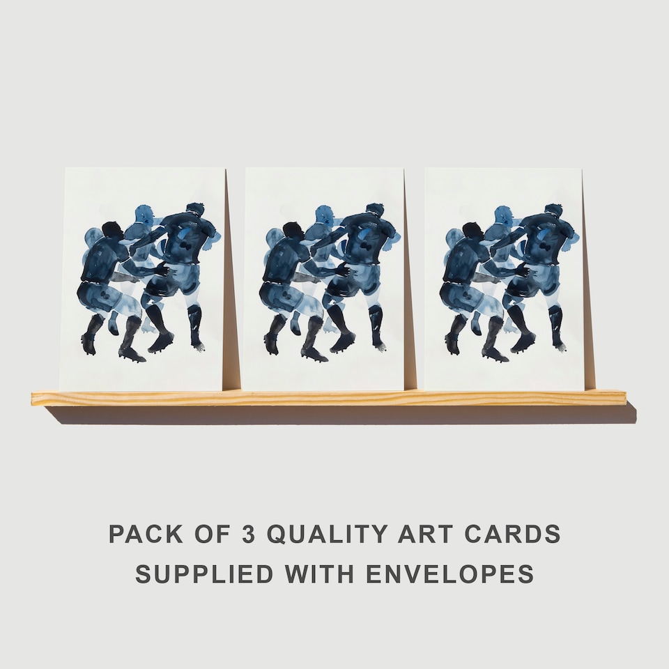 Rugby Scrum Greeting Card Watercolour Sport Any Occasion Set of 3 Blank ...
